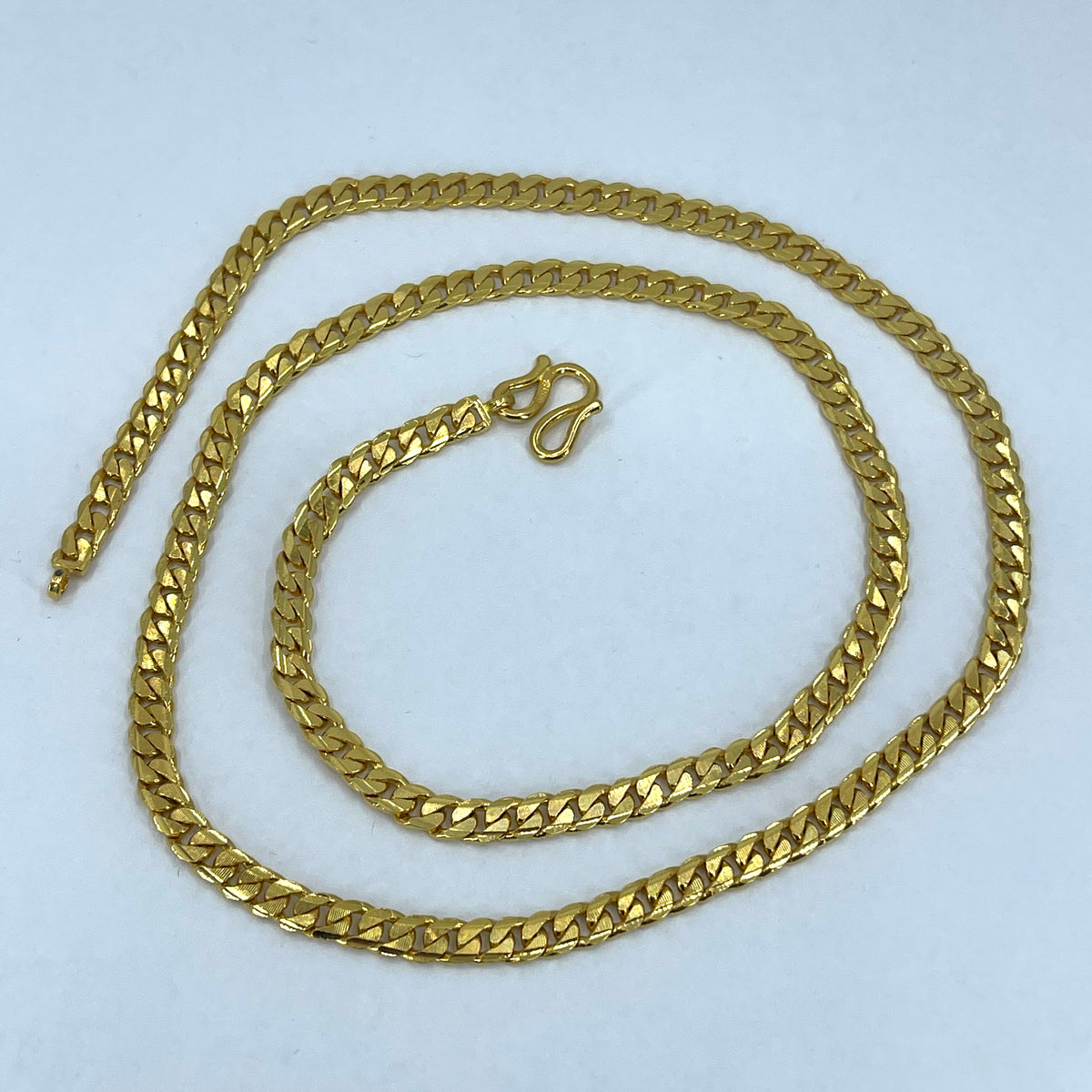 24K Solid Yellow Gold Flat Cuban Link Chain 59.6 Grams 24" 9999 – Royal ...