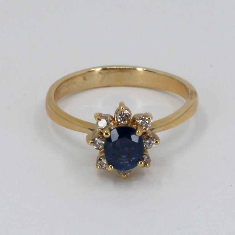 14K Solid Yellow Gold Diamond Sapphire Ring 3.2 Grams – Royal Venture ...